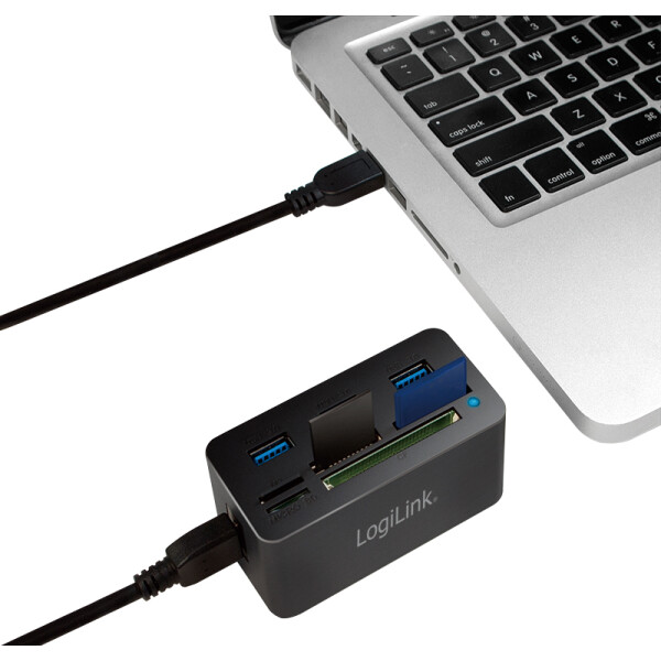 LogiLink USB 3.0 Hub mit All-in-One Card Reader, schwarz | Kopierpapier.at