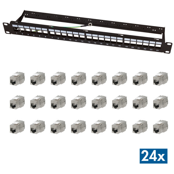 LogiLink 19" Modular Keystone Patch Panel EconLine, 24 Port ...